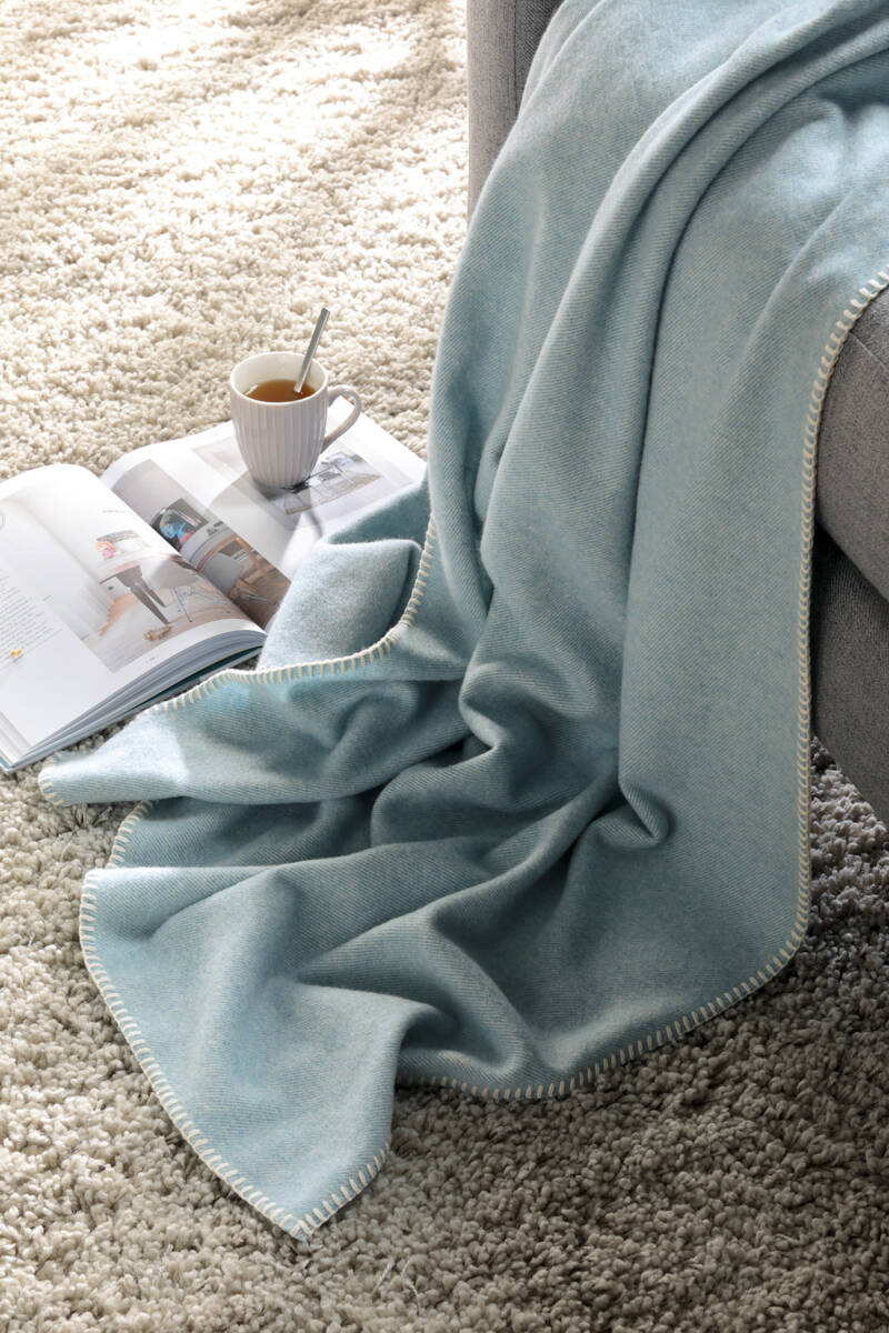 Pled wełniany Biederlack Light Azur - sklep internetowy podpierzyna.com